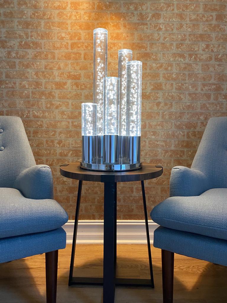 5 Acrylic Cylinder Table Lamp // Chrome – Finesse Decor