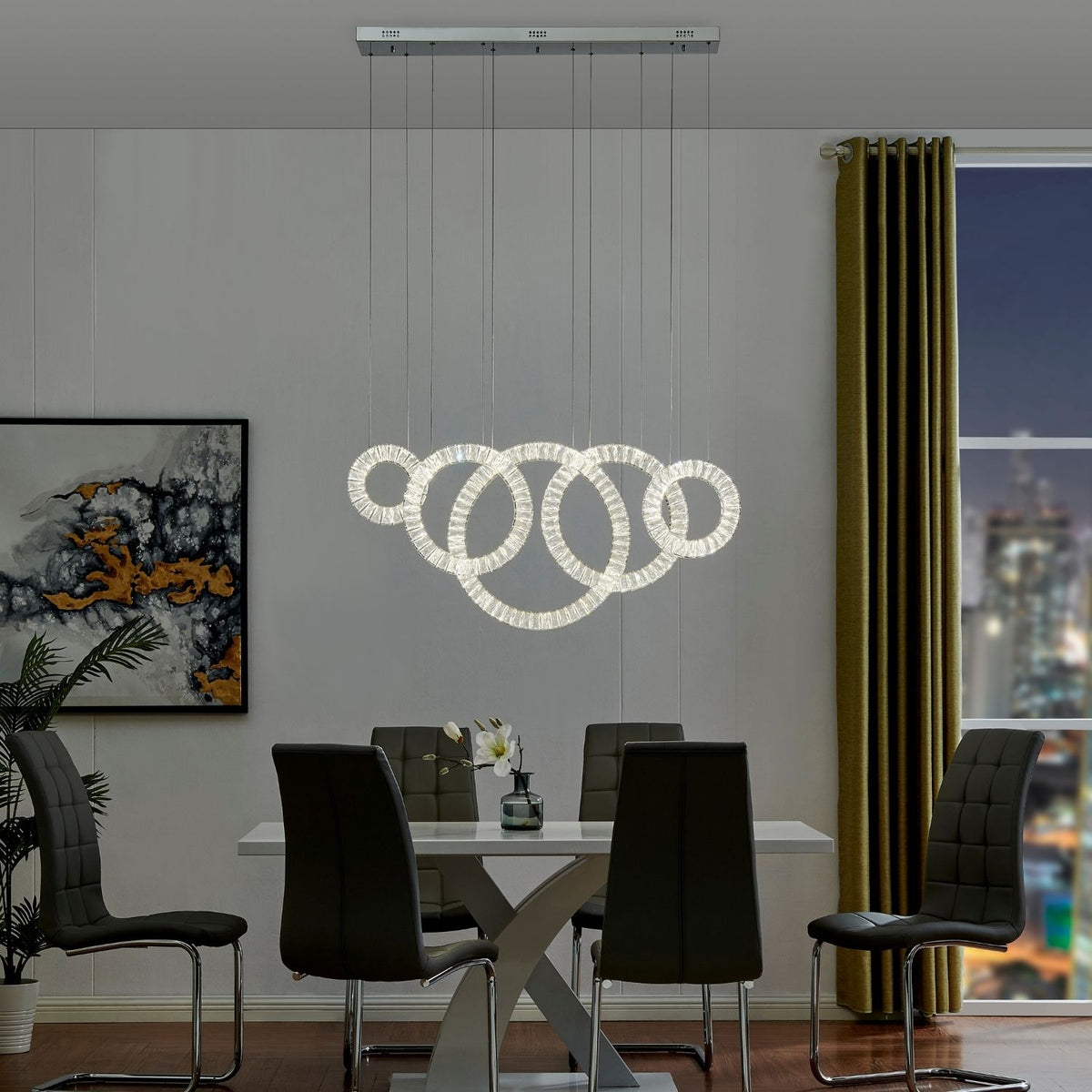 5 Hoop Crystal Progression Chandelier // Chrome – Finesse Decor