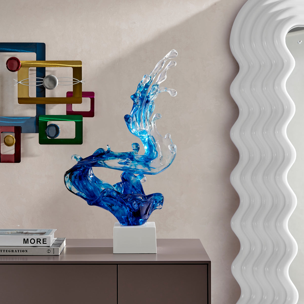 Breaker Wave 21" Tall Sculpture // Ocean Blue – Finesse Decor